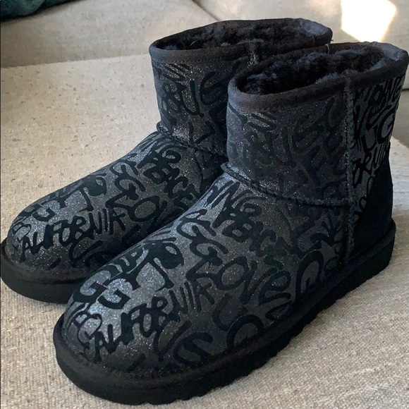 UGG | Shoes | New Ugg Classic Mini Sparkle Graffiti Black | Poshmark